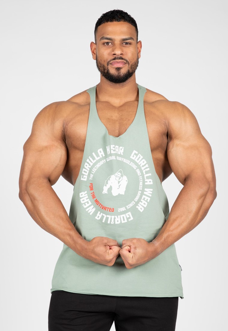 Melrose Camiseta Sin Mangas Tipo Stringer - Verde - L Gorilla Wear
